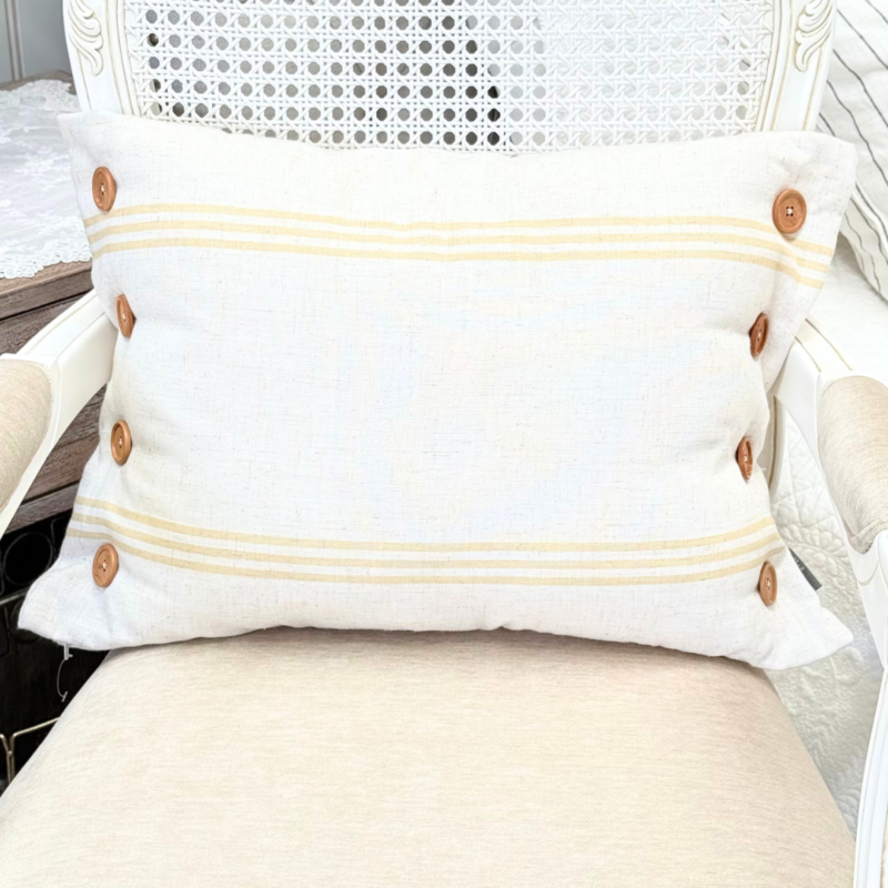 Striped Button Accent Cushion | Rococo Decor