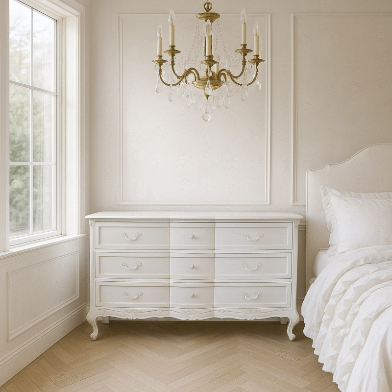 Le Foret Antique White French Provincial Chest of Drawers | Rococo Decor